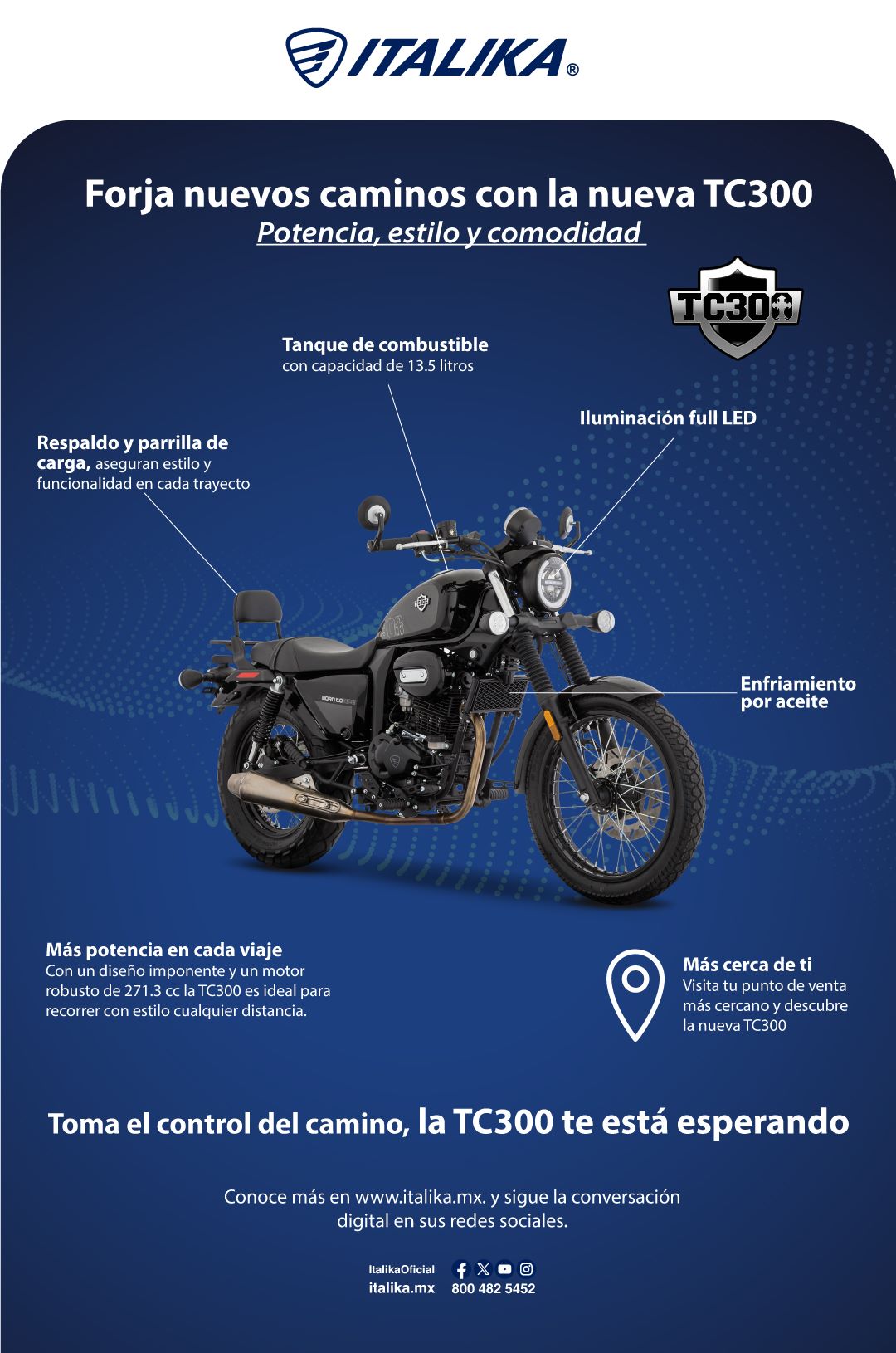 [ITALIKA] Infografía: Conoce la nueva TC300 – EMPREFINANZAS